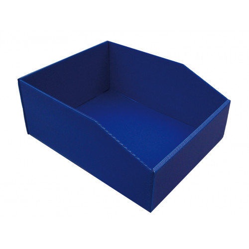 Folding semi open fronted plastic storage box - BB 1600 blue